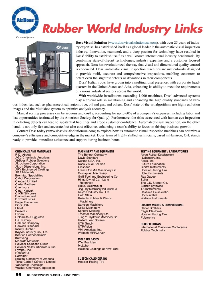 Rubber World Magazine - Doss Visual Solution